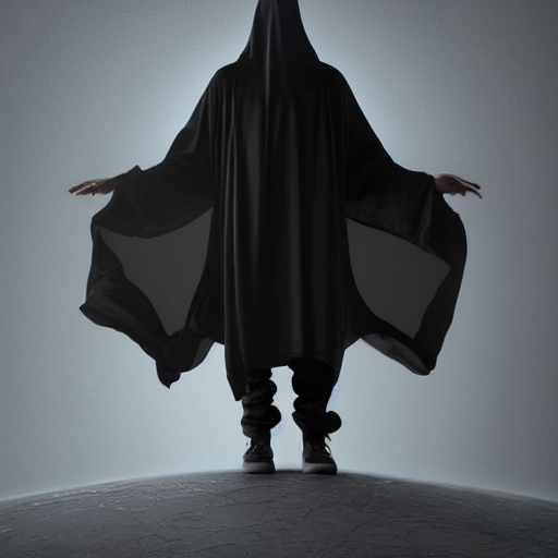 Stable Diffusion prompt: levitating dark cloaked figure - PromptHero