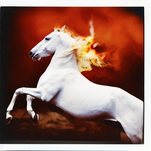 Stable Diffusion prompt: polaroid photo a white horse is - PromptHero