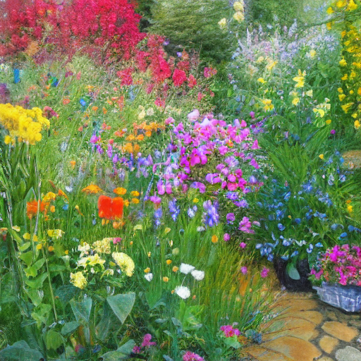 Stable Diffusion prompt: garden bursting with flowers - PromptHero
