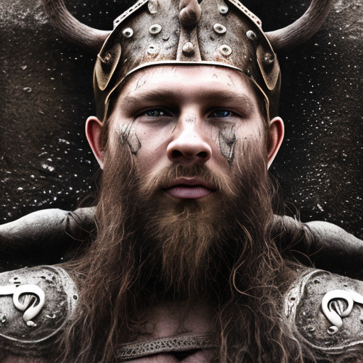Openjourney prompt: Close-up of Viking King emerging from - PromptHero
