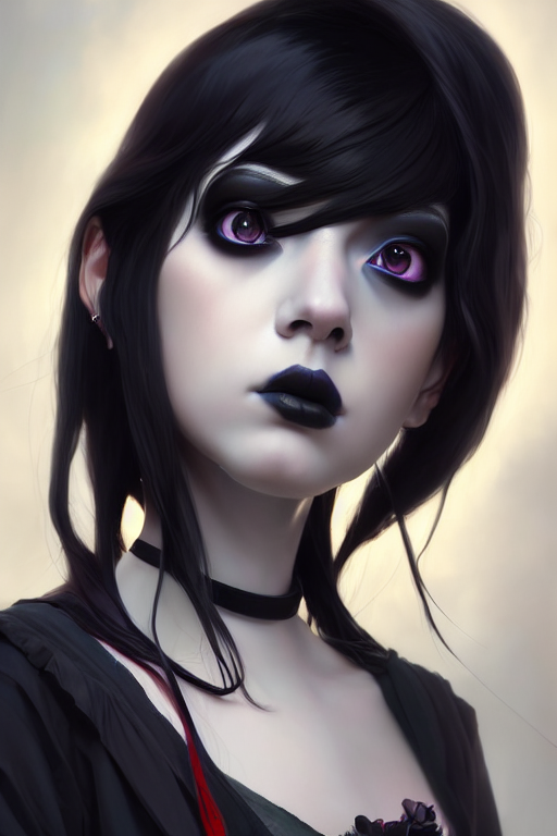 Stable Diffusion prompt: "A beautiful young grumpy goth - PromptHero