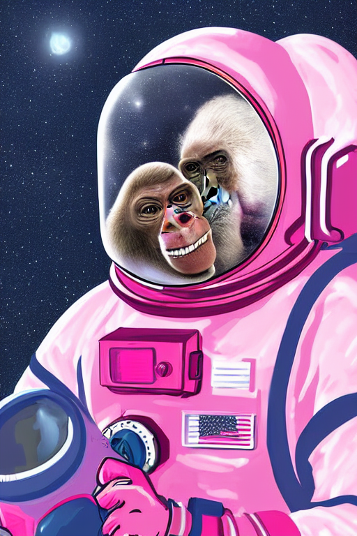 Stable Diffusion prompt: pink ape Astronaut in space - PromptHero