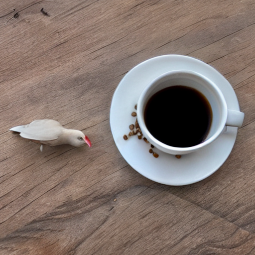 Stable Diffusion prompt: a coffee with a bird and points - PromptHero