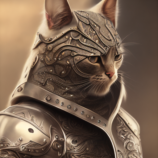Openjourney prompt: kneeling cat knight, portrait, finely - PromptHero