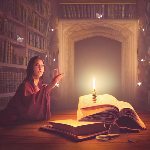 Stable Diffusion prompt: dim lit library in fantasy - PromptHero