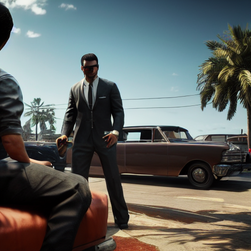 Stable Diffusion prompt: a mafia guy playing mafia 3 at - PromptHero