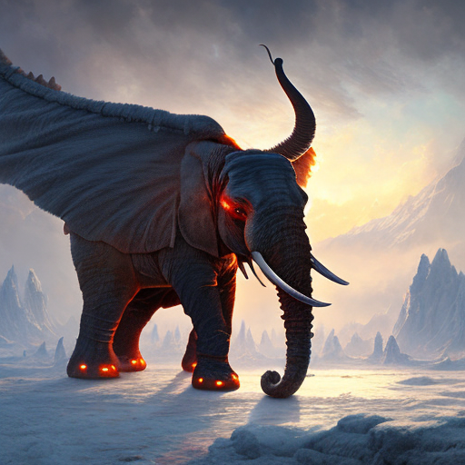 Openjourney prompt: a flaming demonic elephant with - PromptHero