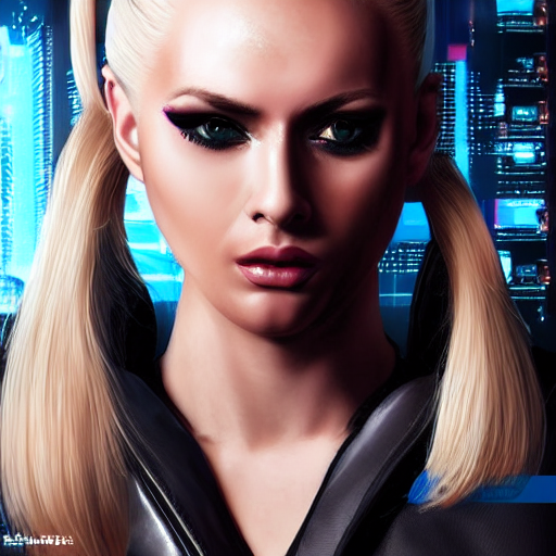 Stable Diffusion prompt: Woman with blonde hair in a pony - PromptHero