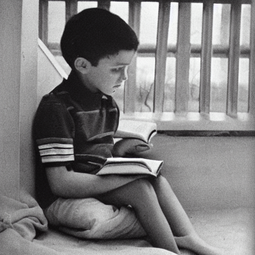 Stable Diffusion prompt: boy read an old book, look from - PromptHero
