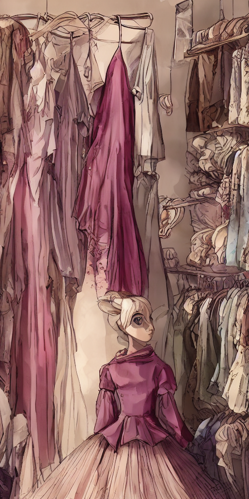 Stable Diffusion prompt: The clothes in the wardrobe, the - PromptHero