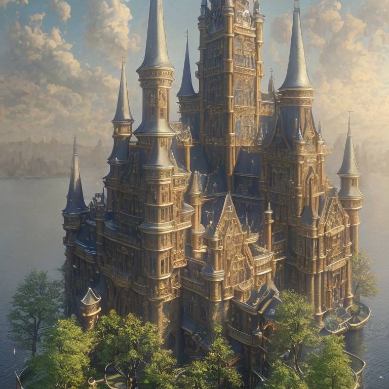 Openjourney prompt: An art nouveau castle with elegant - PromptHero