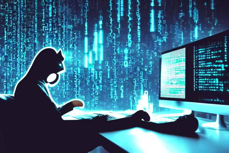 Stable Diffusion prompt: cat, hacking, hacker, coding, - PromptHero