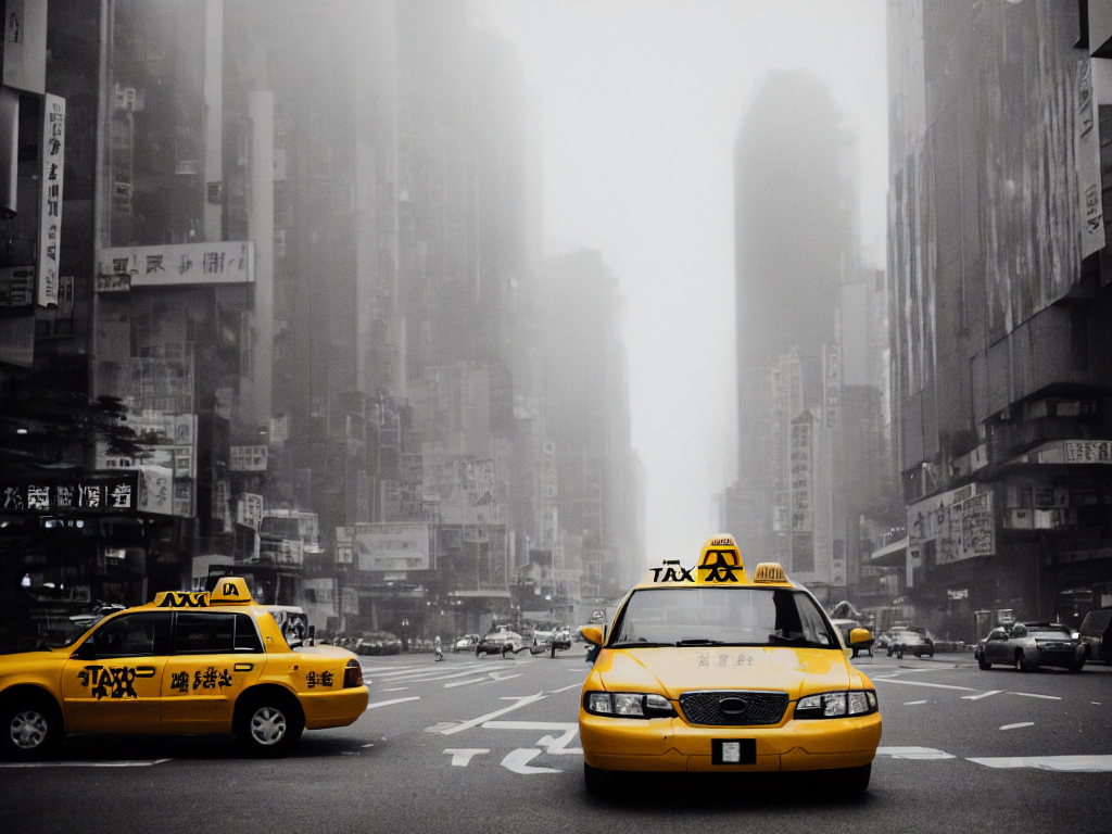 Stable Diffusion prompt: A taxi running in the city of - PromptHero
