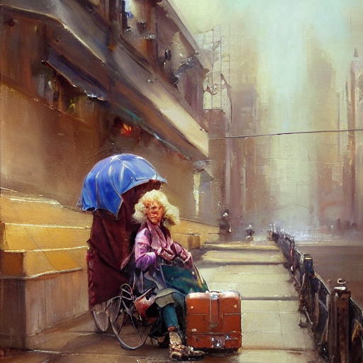 Stable Diffusion prompt: airy, homeless old woman with - PromptHero