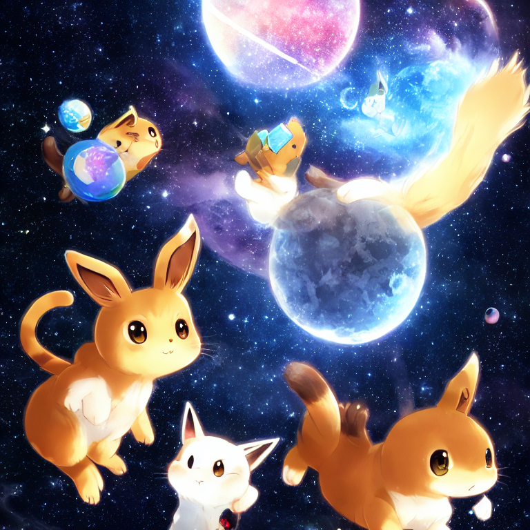 Waifu Diffusion prompt: The cat Eevee astronaut floating - PromptHero