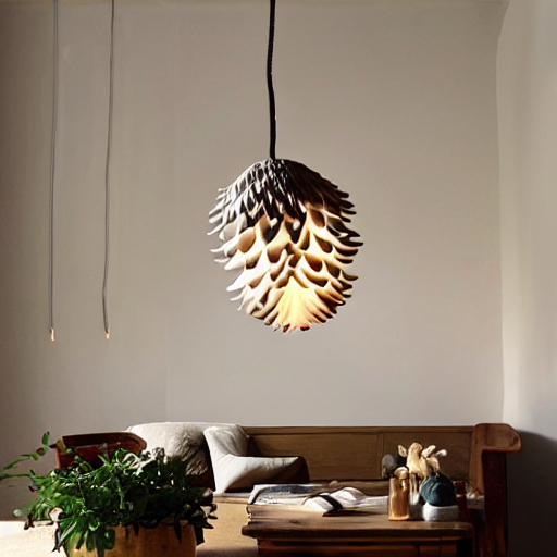 Stable Diffusion prompt: Hanging ceiling lamp in the form - PromptHero