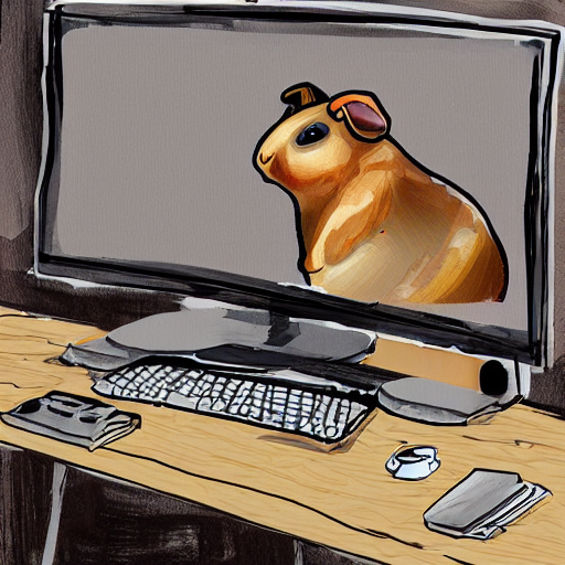 Stable Diffusion prompt: guinea pig programmer at a - PromptHero