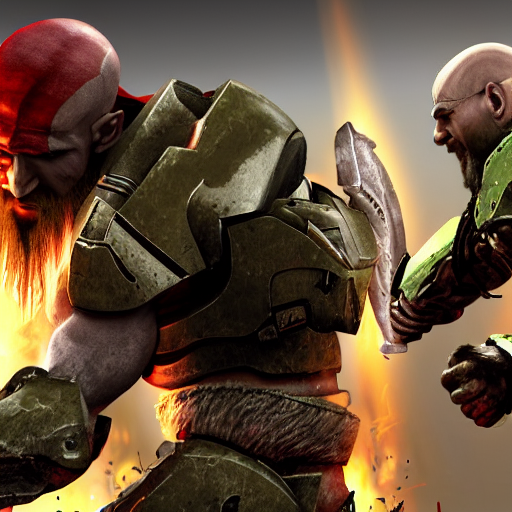 Stable Diffusion prompt: kratos vs master chief, kratos - PromptHero