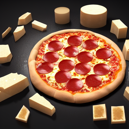 Stable Diffusion prompt: pizza, more chees, particles of - PromptHero