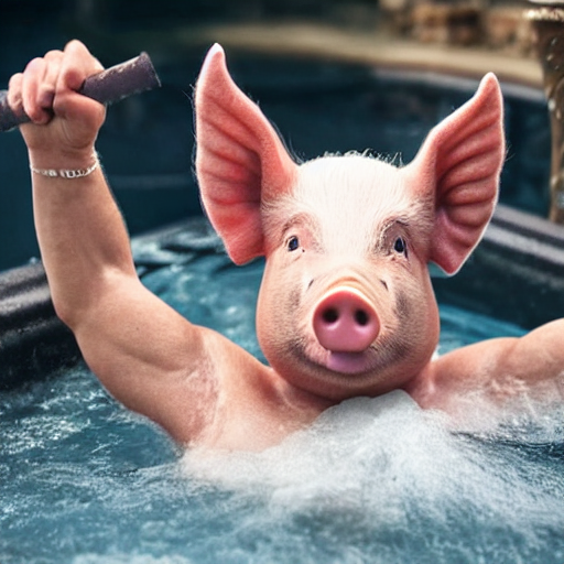 Stable Diffusion prompt: pig in jacuzzi, kratos, thor's - PromptHero