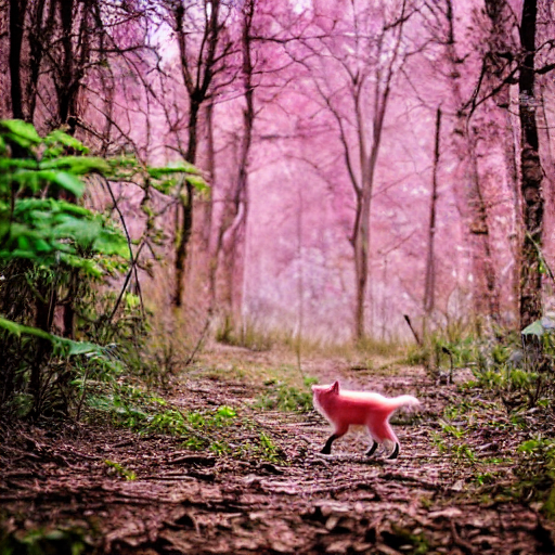 Stable Diffusion prompt: pink fox walking in the forest - PromptHero