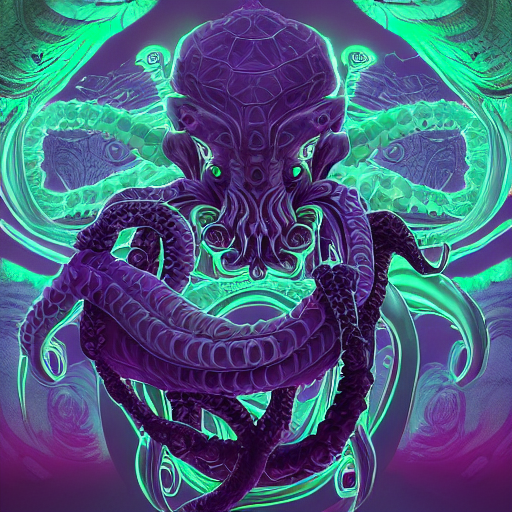 Stable Diffusion prompt: Cthulhu in Japanese style, - PromptHero