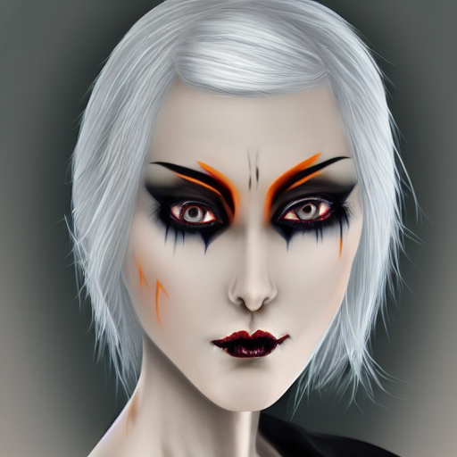 Stable Diffusion prompt: white hair, orange eyes, pale, - PromptHero