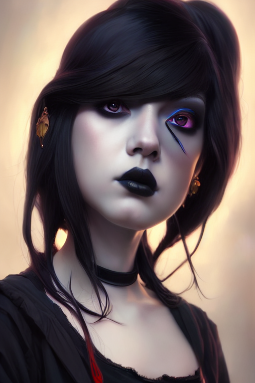 Stable Diffusion prompt: "A beautiful young grumpy goth - PromptHero