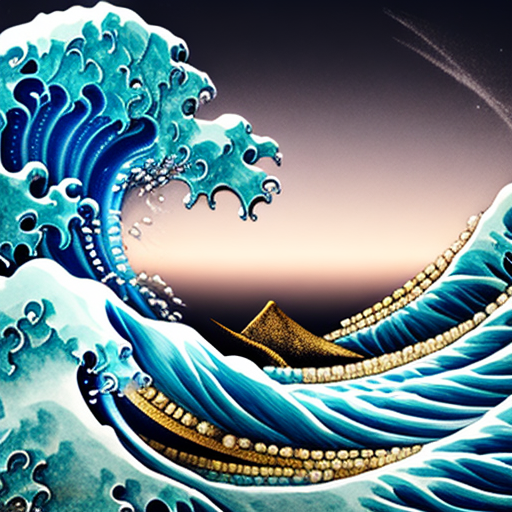 Openjourney prompt: 3D render of the great wave Rocked - PromptHero