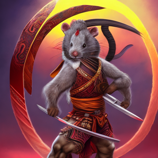 Openjourney prompt: Oriental-style bodybuilder shaman rat - PromptHero