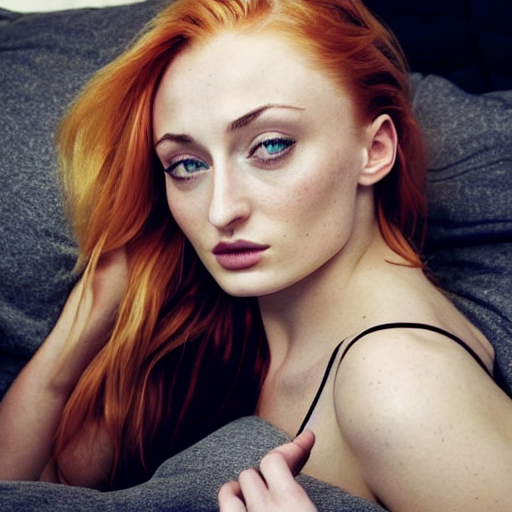 Stable Diffusion prompt: sophie turner laying on bed - PromptHero