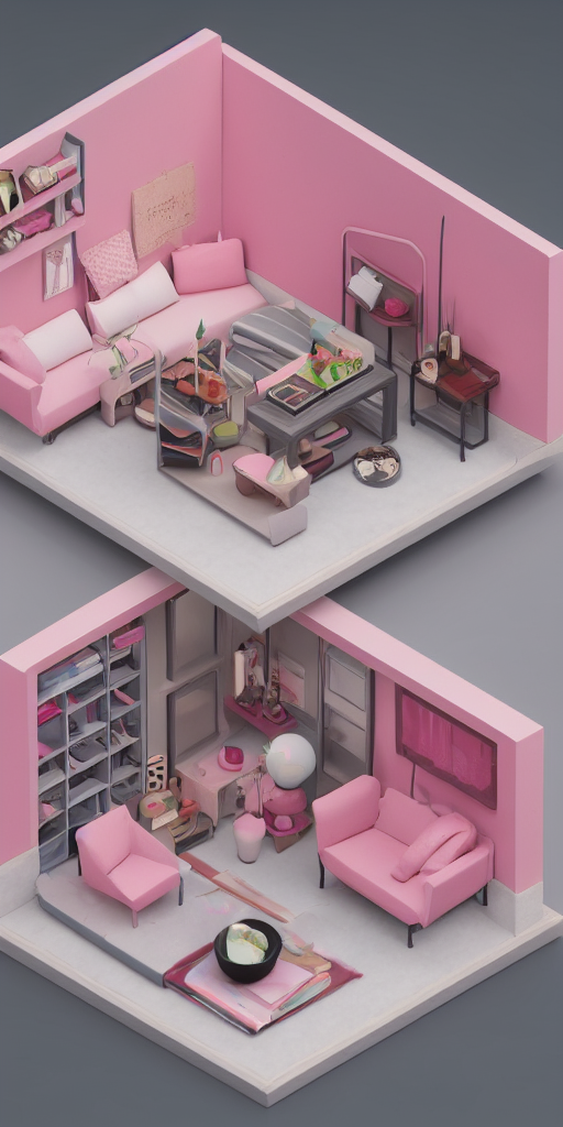 Stable Diffusion prompt: Tiny cute isometric living room - PromptHero