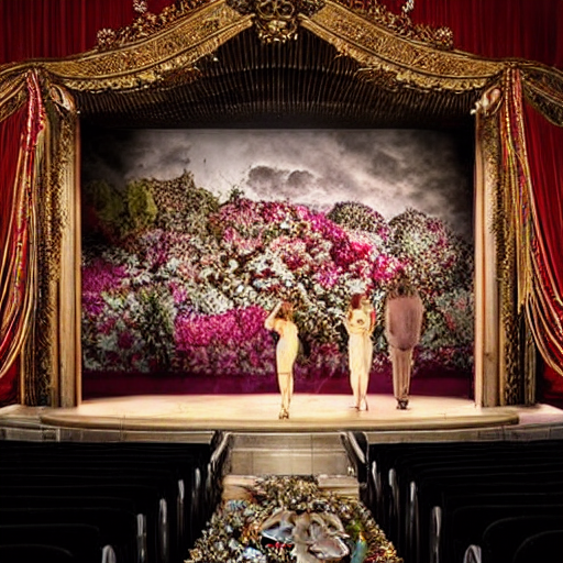 Stable Diffusion prompt: On a theatre stage sits a glass - PromptHero