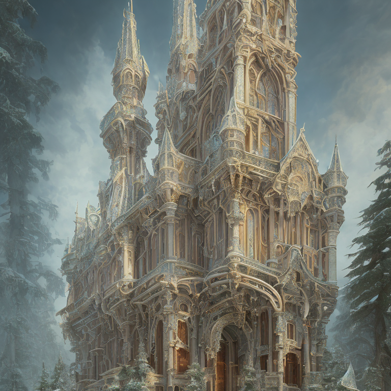 Openjourney prompt: A nouveau architectural castle with - PromptHero