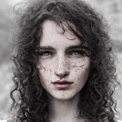 Stable Diffusion prompt: Young woman. Freckles. Curly - PromptHero