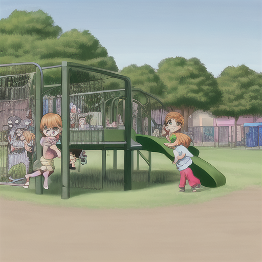 Anything prompt: children playing at the park, comic - PromptHero