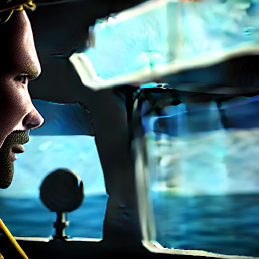 Stable Diffusion prompt: tensed ship captain looking out - PromptHero