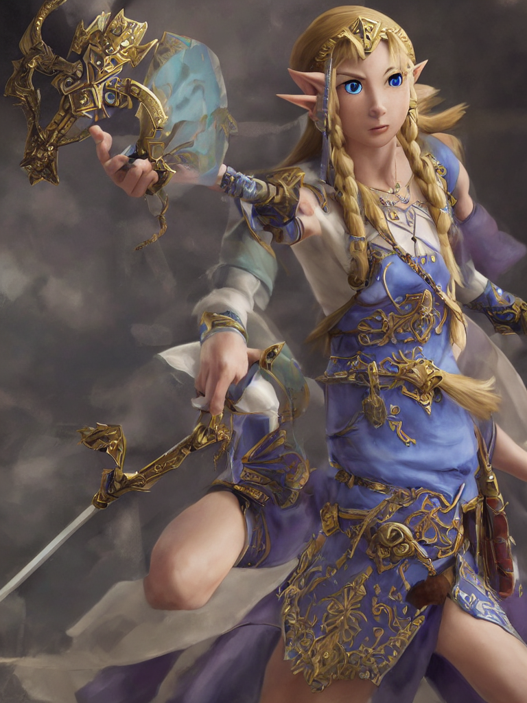 Stable Diffusion prompt: Princess Zelda, action scene, - PromptHero