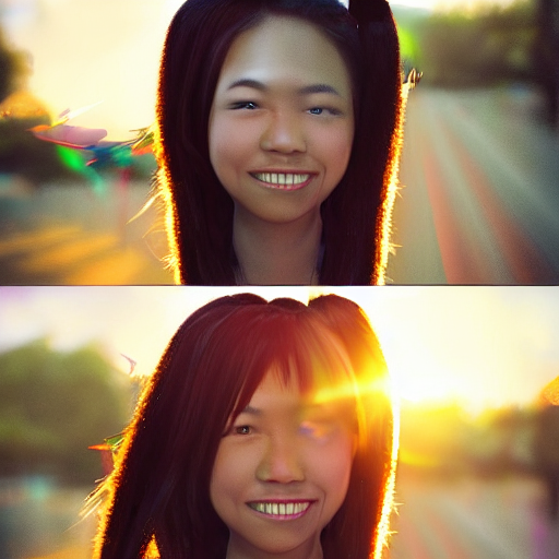 Stable Diffusion prompt: sunset, hairstyle pigtails, - PromptHero