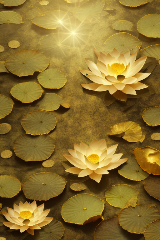 Openjourney prompt: A lotus is covered with gold coins, - PromptHero