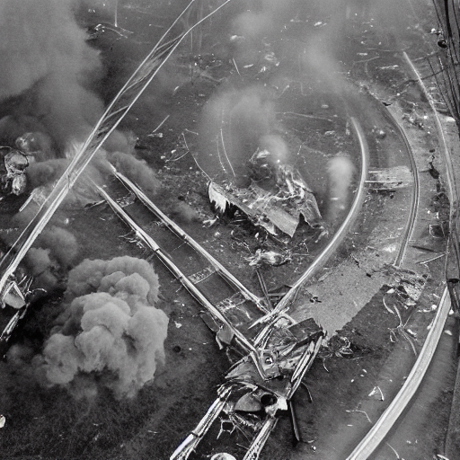 Stable Diffusion prompt: Train crash :: 150 cars :: 20 - PromptHero