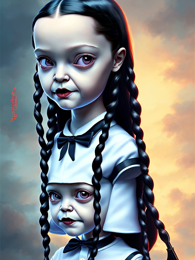 Openjourney prompt: Portrait of cute baby Wednesday - PromptHero