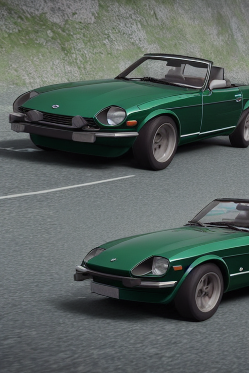 Stable Diffusion prompt: a British racing green datsun - PromptHero