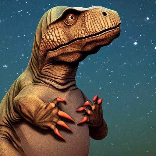 Redshift Diffusion prompt: photo of a sad t-rex looking - PromptHero