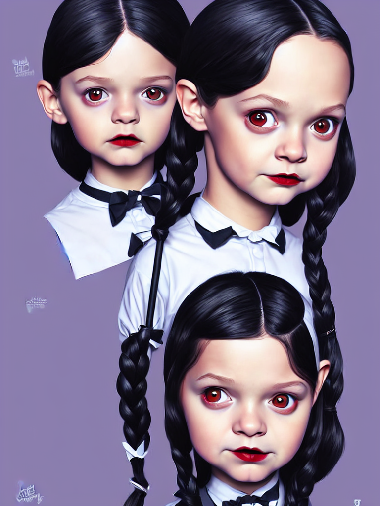 Stable Diffusion prompt: Portrait of cute baby wednesday - PromptHero