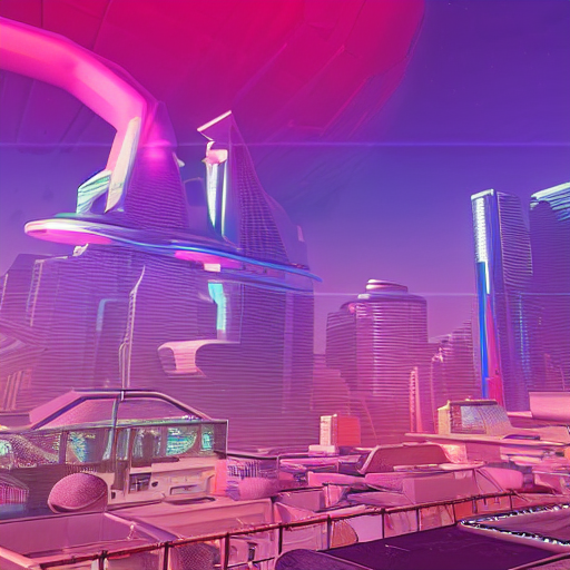 Stable Diffusion prompt: futuristic synthwave city, retro - PromptHero