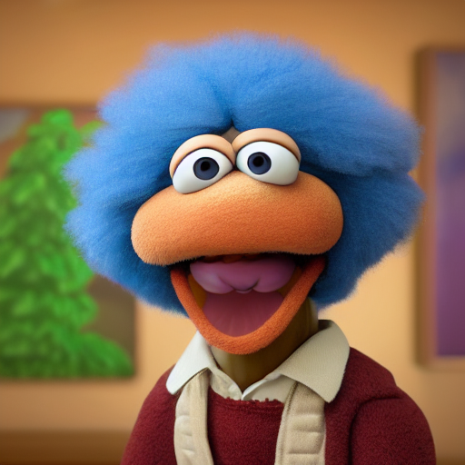 Stable Diffusion prompt: Bob Ross as a muppet, pixar fur, - PromptHero