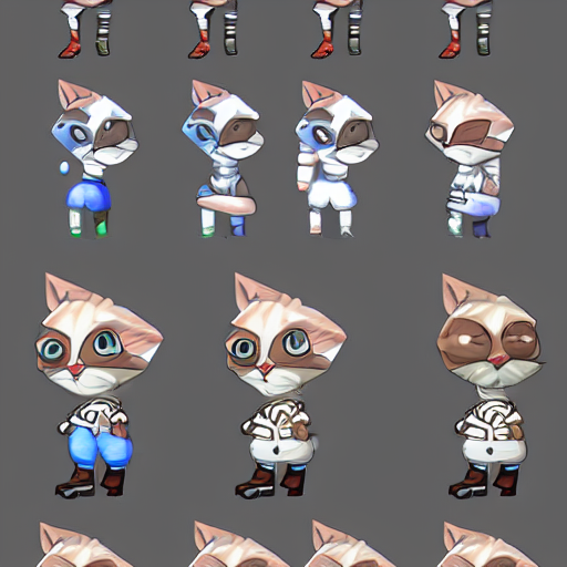 Stable Diffusion prompt: game sprite sheet cartoon cat is - PromptHero