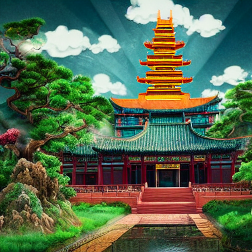 Stable Diffusion prompt: giant Chinese temple, large - PromptHero