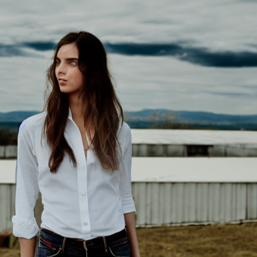 Stable Diffusion prompt: white shirt, jeans, country - PromptHero